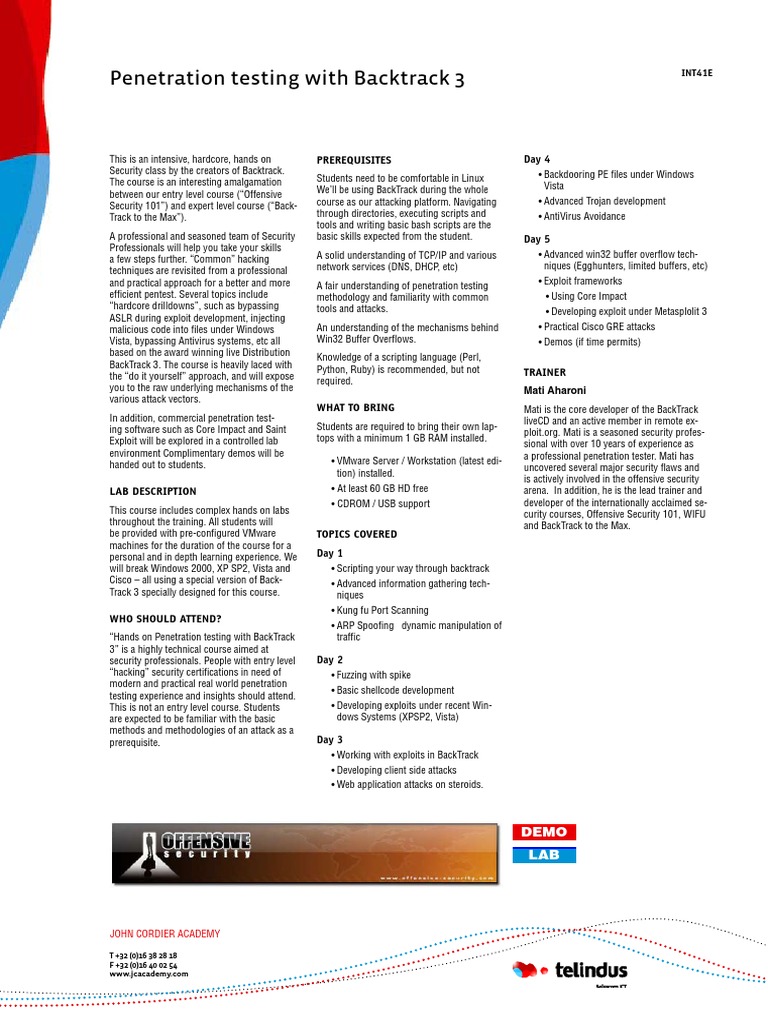 INT41 - Penetration Testing With Backtrack 3 | PDF | Penetration Test ...