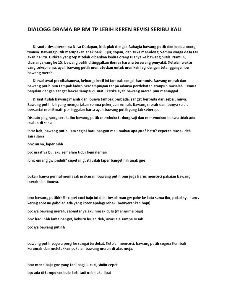 DIALOGG DRAMA BP BM TP LEBIH KEREN REVISI Ke 100 | PDF