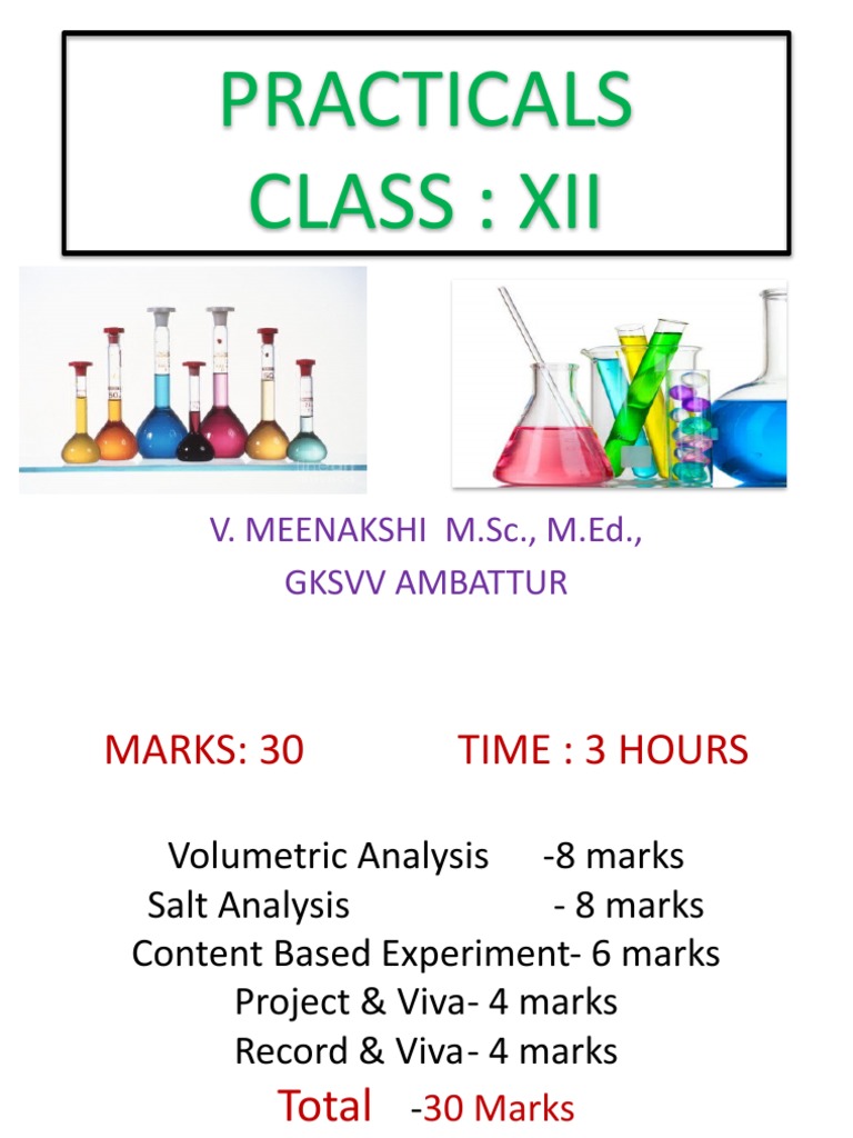 Practicals Viva | PDF | Titration | Chemistry