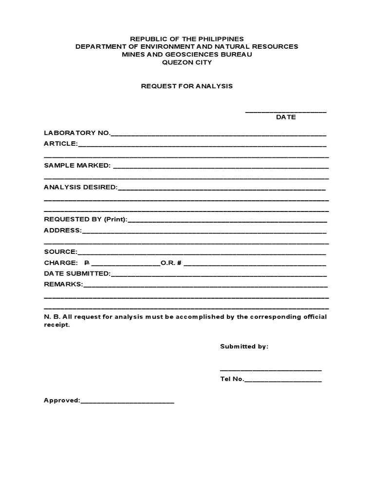 Request For Analysis | PDF