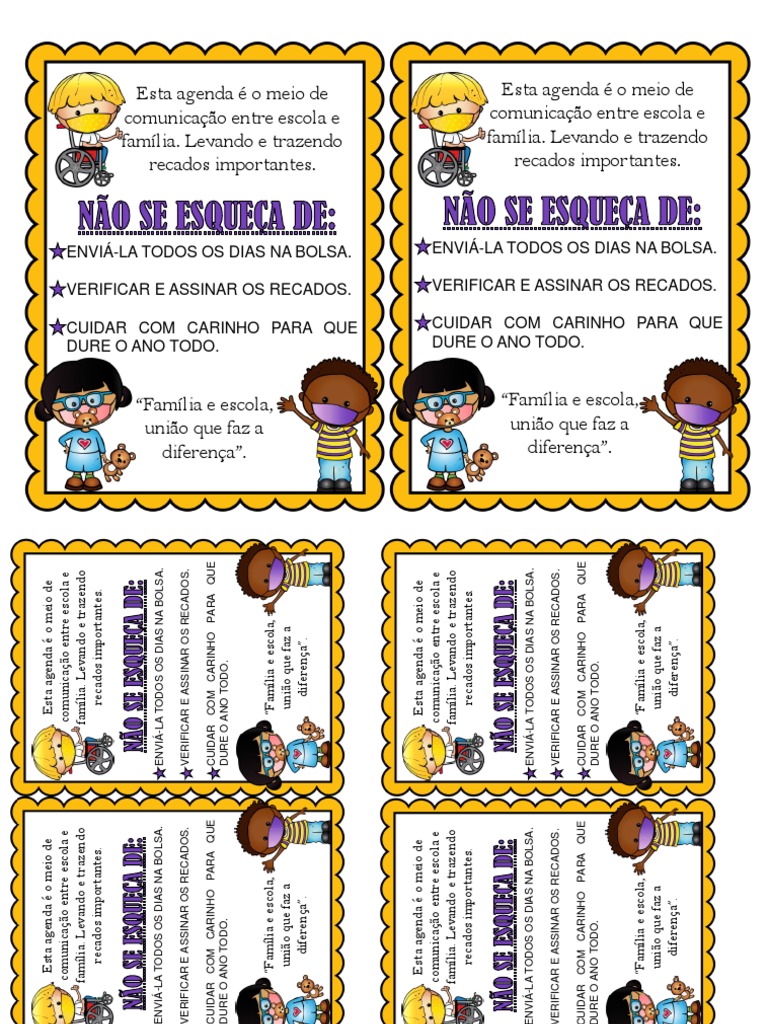 Recados Carinhosos para Agenda Escolar | PDF | Comunicação