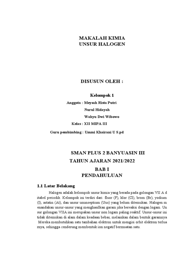 Salin-MAKALAH HALOGEN - KEL.1 | PDF