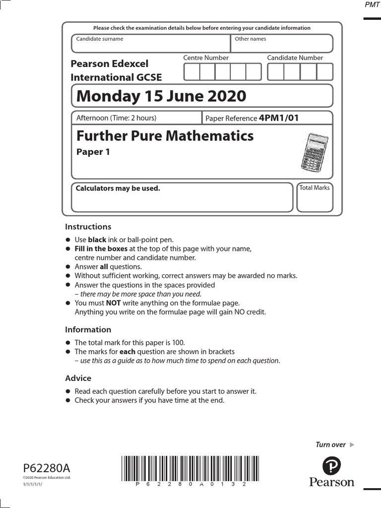 Igcse FPM Jun 2020 p1 | PDF | Area | Logarithm