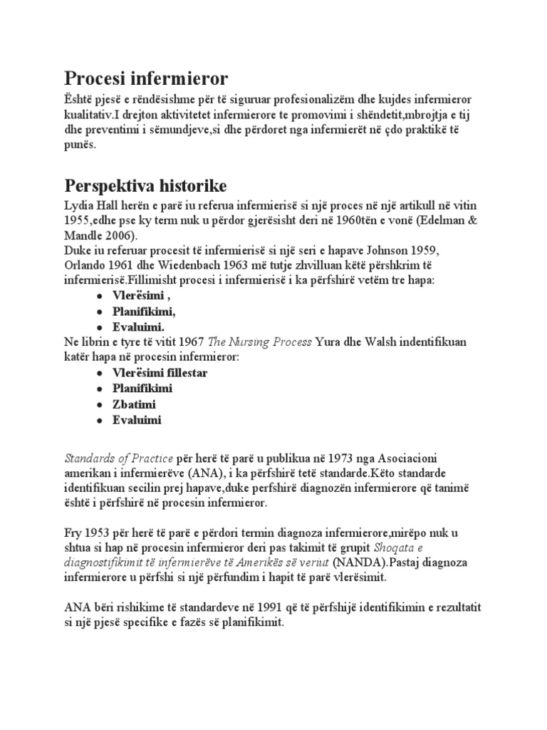 Procesi Infermieror | PDF