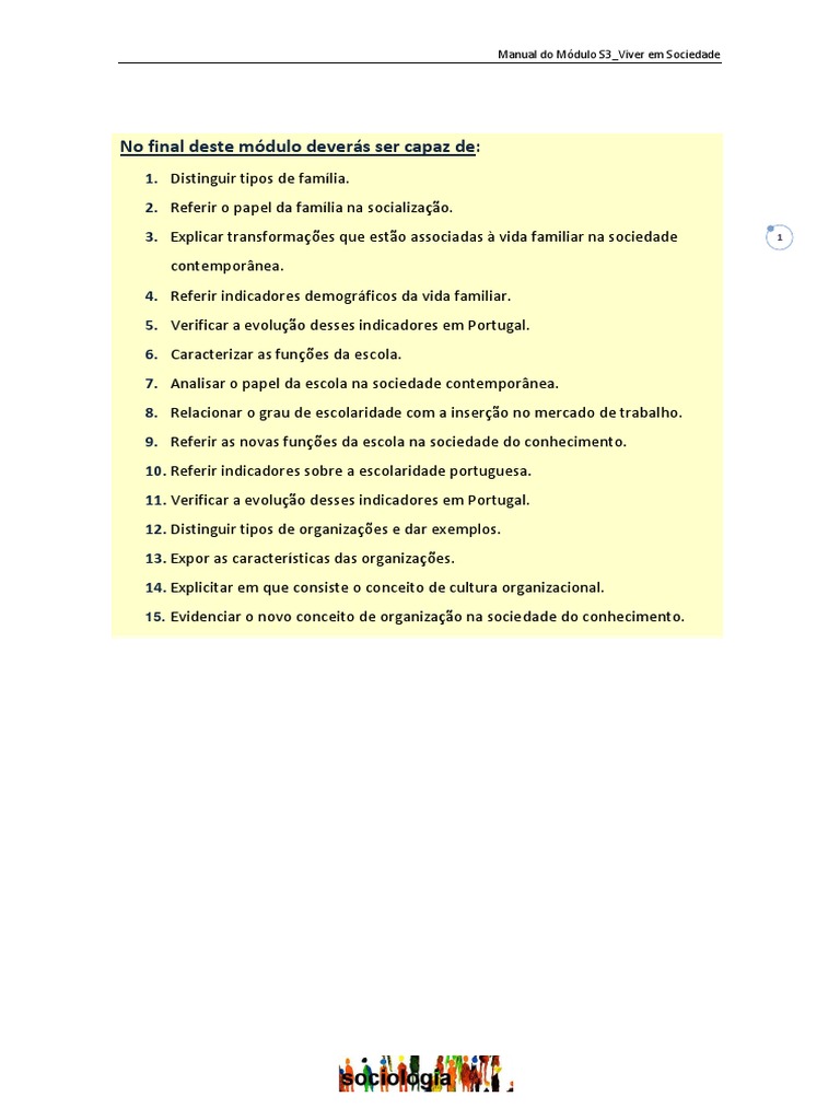 Manual Do Módulo S3 - Viver em Sociedade | PDF | Família | Casamento