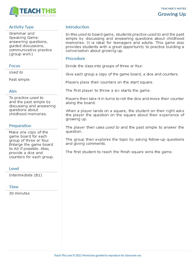 Growing Up Board Game | PDF | Learning | Cognition