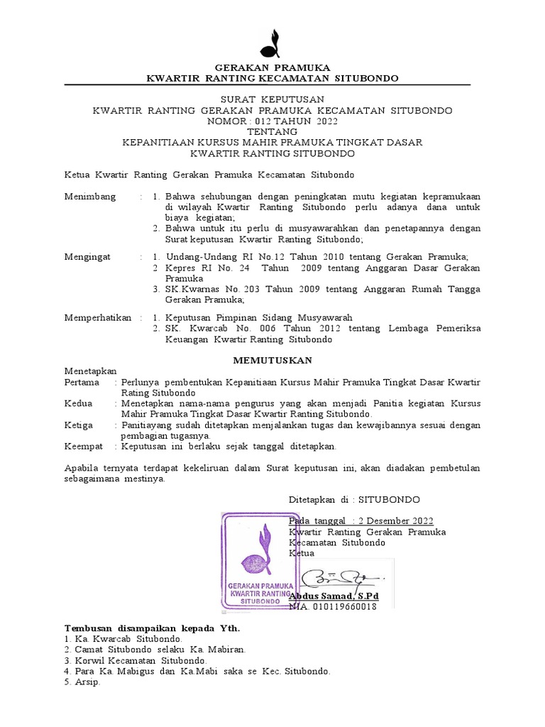 SK Kegiatan KMD | PDF