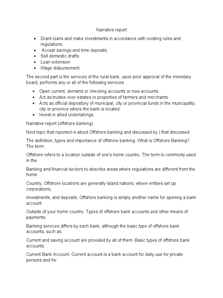 Narrative Report | PDF | Banks | Payments