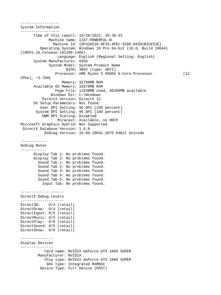 System Info Report | PDF | Device Driver | Computer Architecture