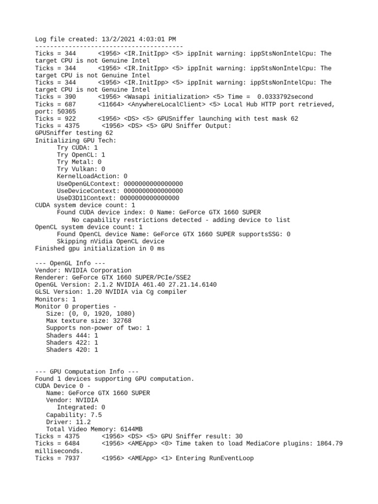 Adobe Media Encoder Log | PDF | Graphics Processing Unit | Shader