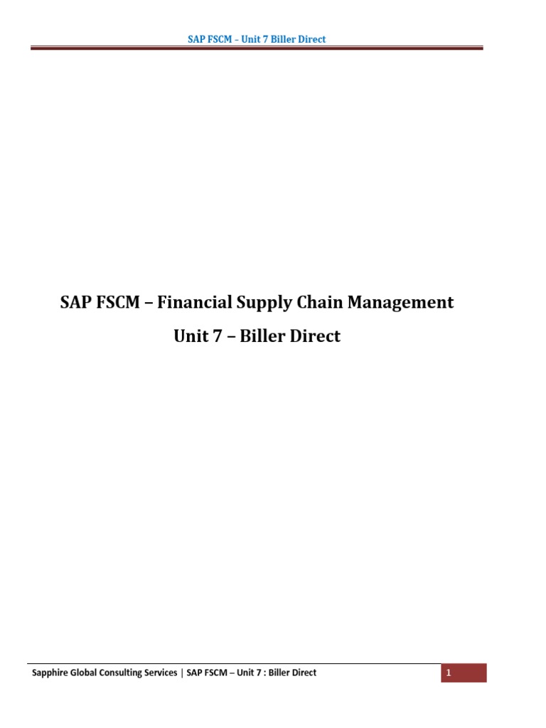 Unit 7 - SAP FSCM Biller Direct | PDF | Invoice | Payments