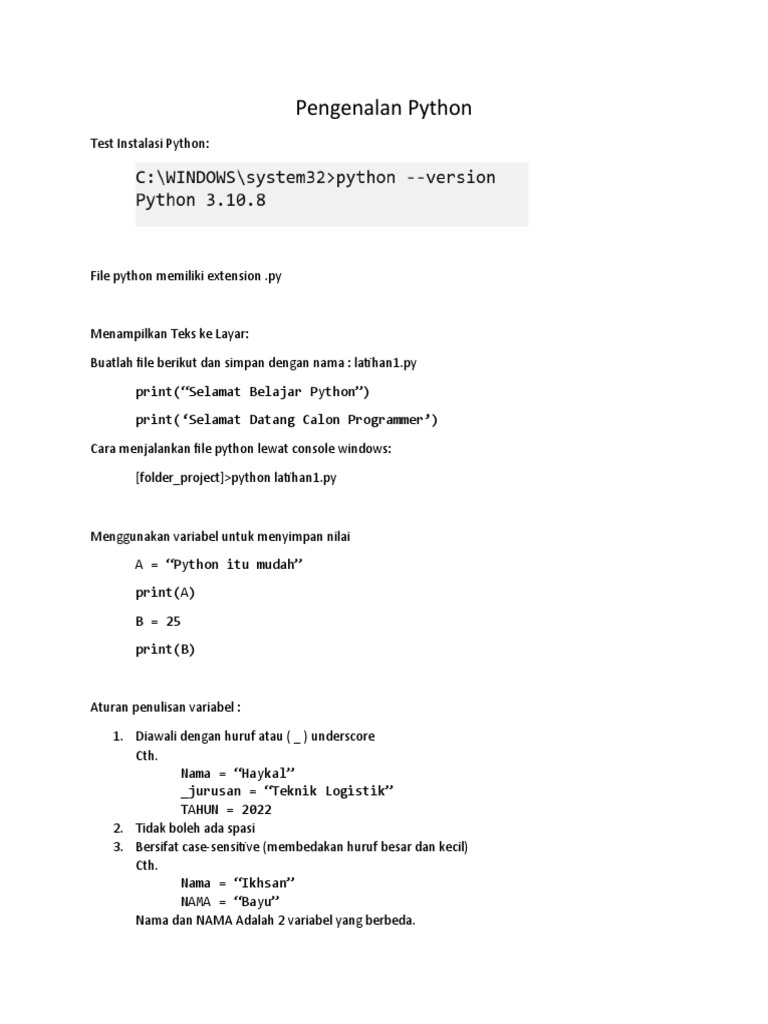 Pengenalan Python | PDF | Metode & Bahan Ajar | Seni