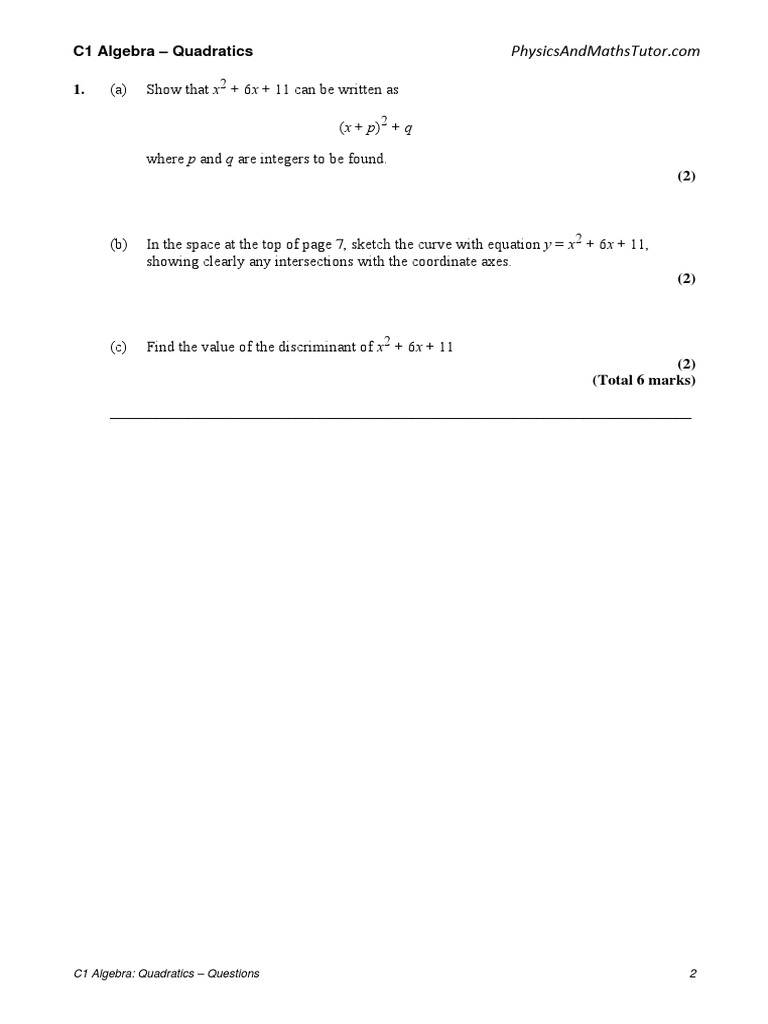 Solving Quadratic Equations and Sketching Their Graphs: A Collection of Problems Involving ...