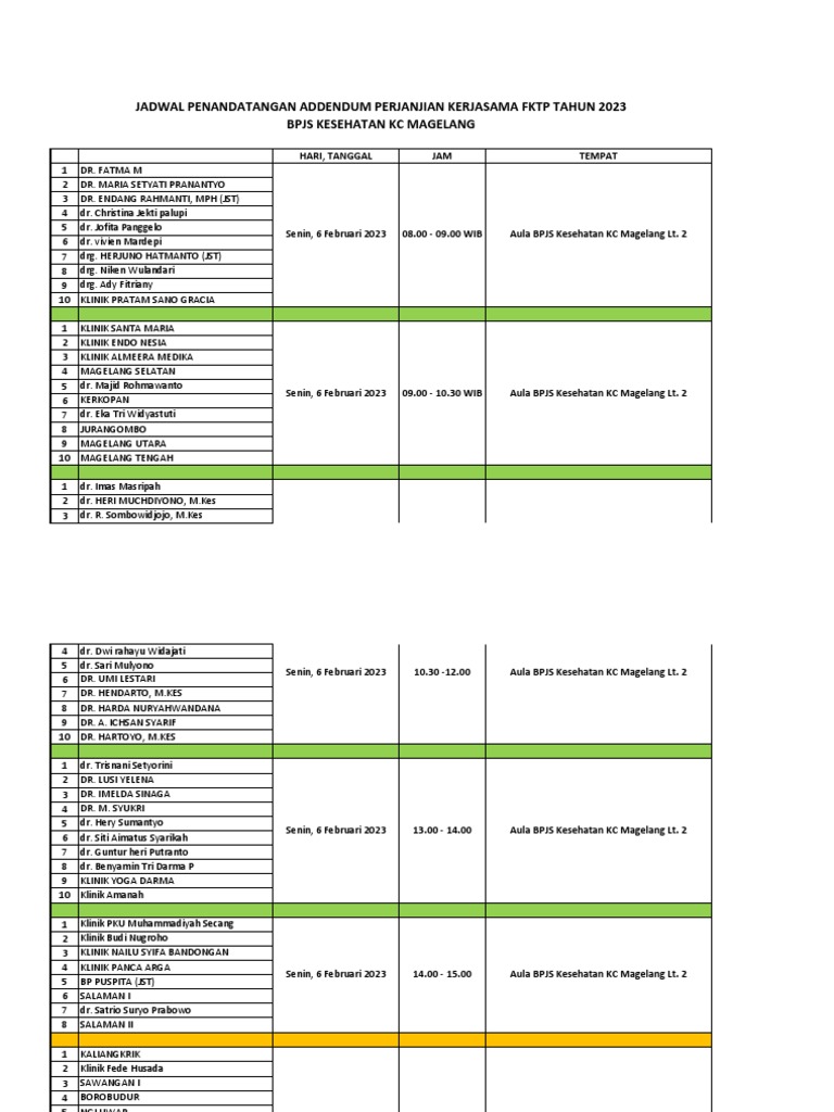 Pembagian Jadwal TTD Add PKS 2023 | PDF