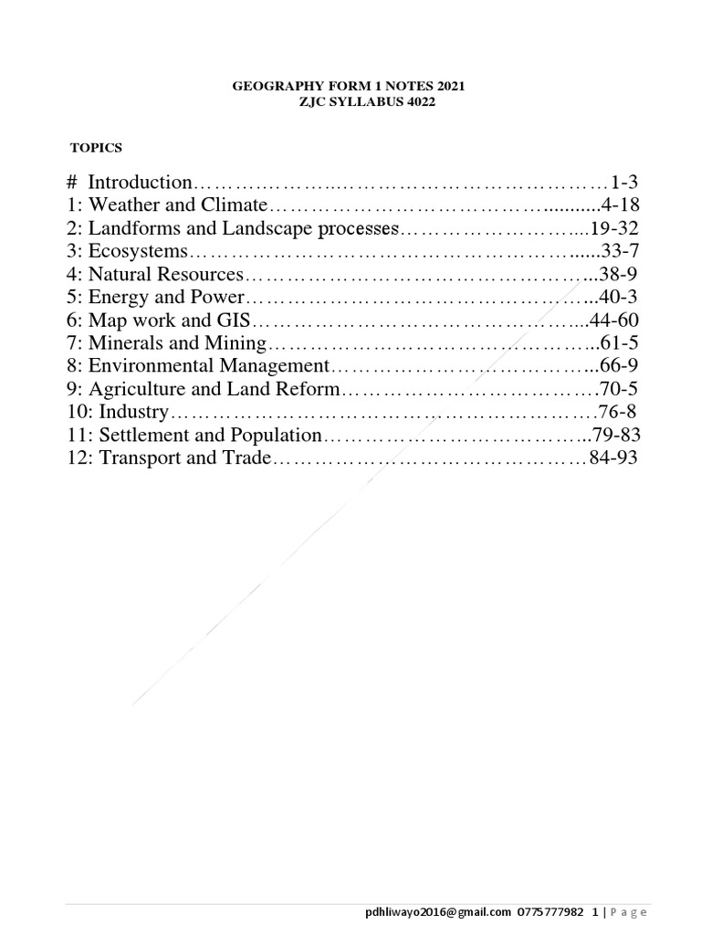 Form 1 Geography Notes 2021 PDF | PDF | Humidity | Precipitation
