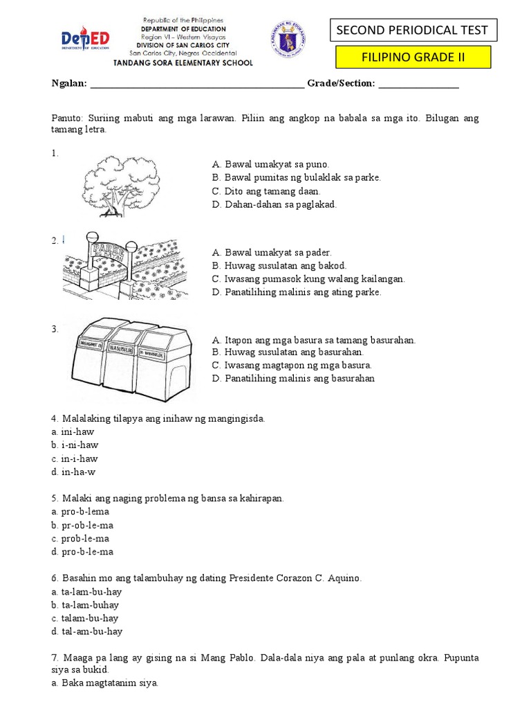FILIPINO Grade 2 Periodical Test With TOS Edited | PDF