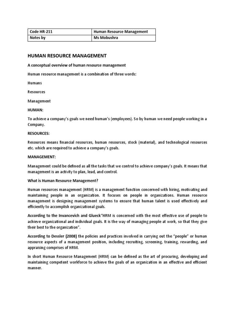HRM Lecture 1 | PDF | Human Resource Management | Human Resources