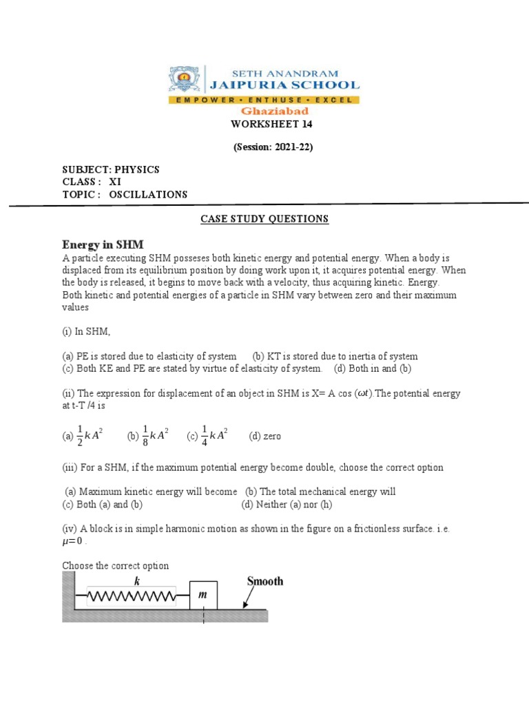WS 14 CH 14 Oscillations | PDF | Oscillation | Kinetic Energy