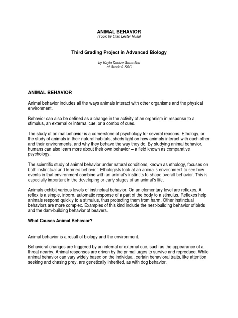 Animal Behavior | Download Free PDF | Ethology | Instinct