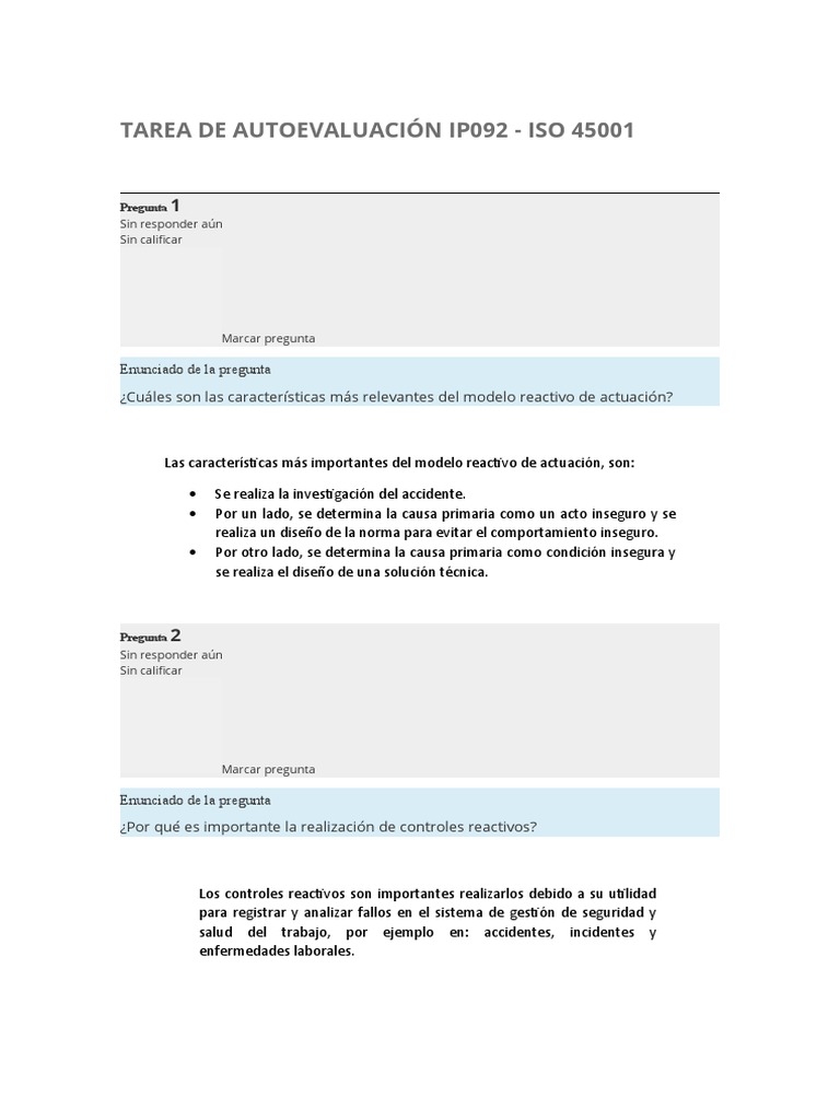 Tarea de Autoevaluación Ip092 - Iso 45001 | PDF | Planificación