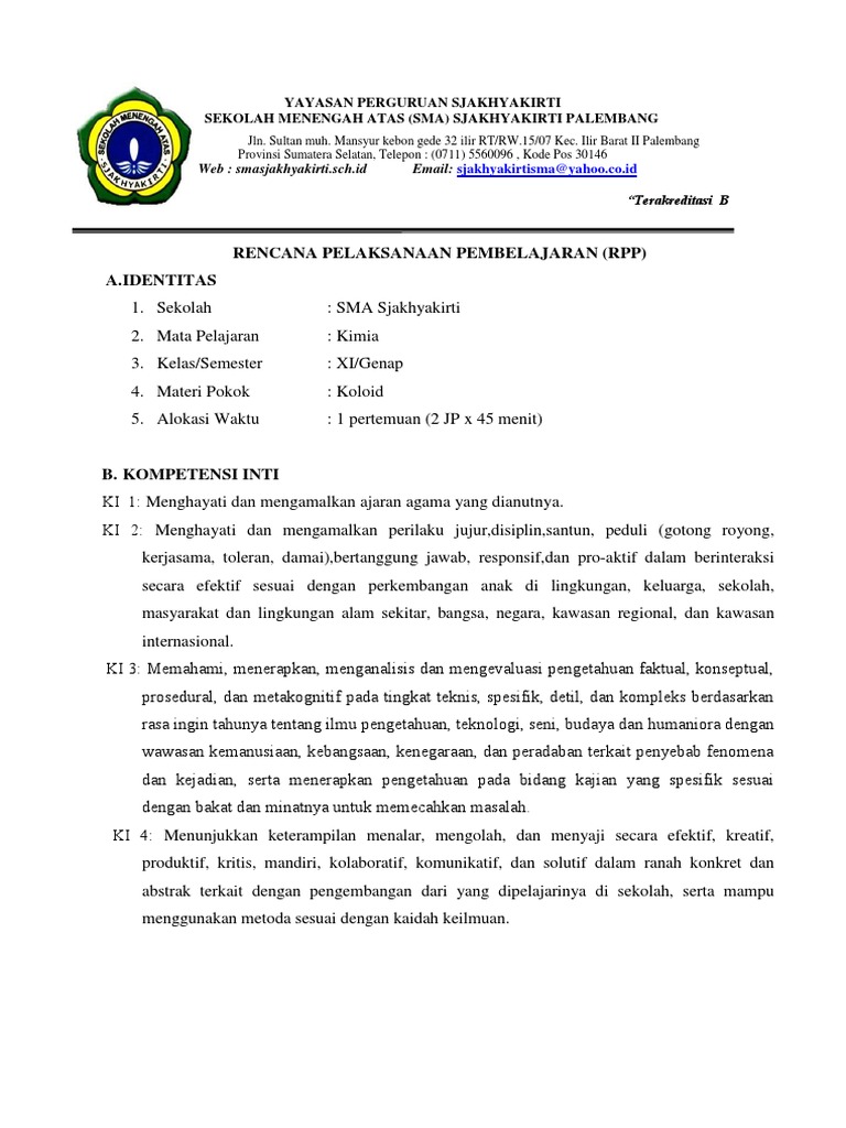 RPP Aksi 2 Sistem Koloid | PDF | Seni | Pengembangan Diri