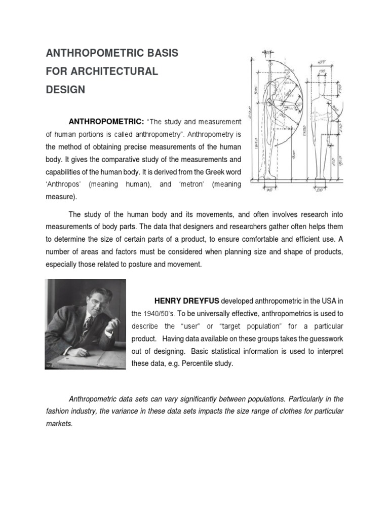 ANTHROPOMETRIC BASIS FOR ARCHITECTURAL DESIGN | PDF | Anthropometry | Chair