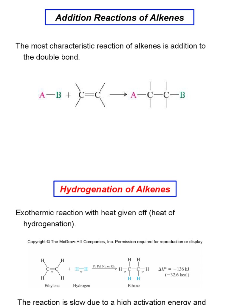 Addition Reactions of Alkenes | PDF | Alkene | Chemical Reactions