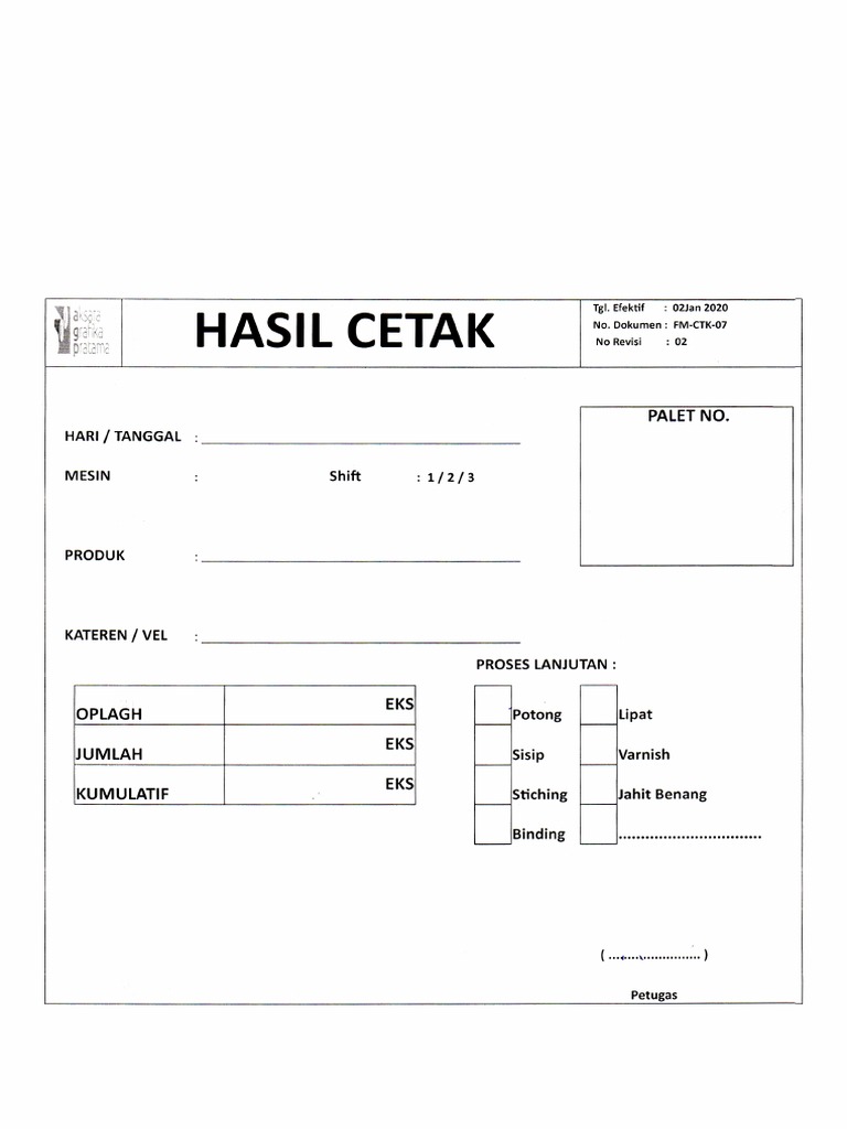 Master FORM HASIL CETAK | PDF