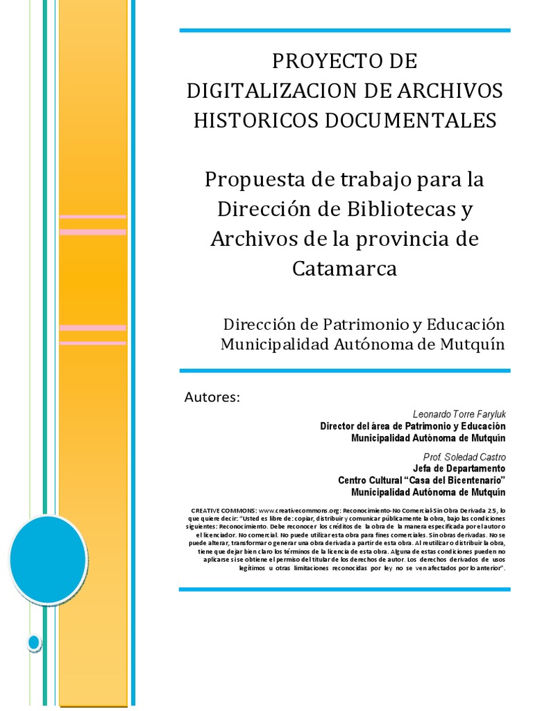 Proyecto de Digitalizacion de Archivos H | PDF | Creative Commons | Derecho Civil (Common Law)