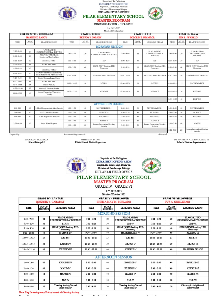 General Class Program S.y.2022 2023 | PDF | Youth | Childhood