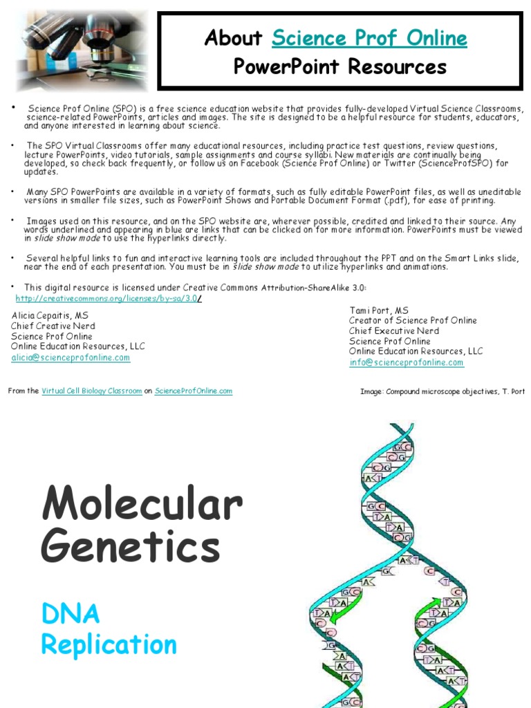 Genetics DNA Replication Biology Lecture PowerPoint VCBCCT | PDF | Dna | Dna Replication