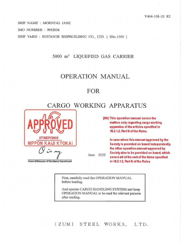 Operation Manual For Cargo Working Apparatus | PDF