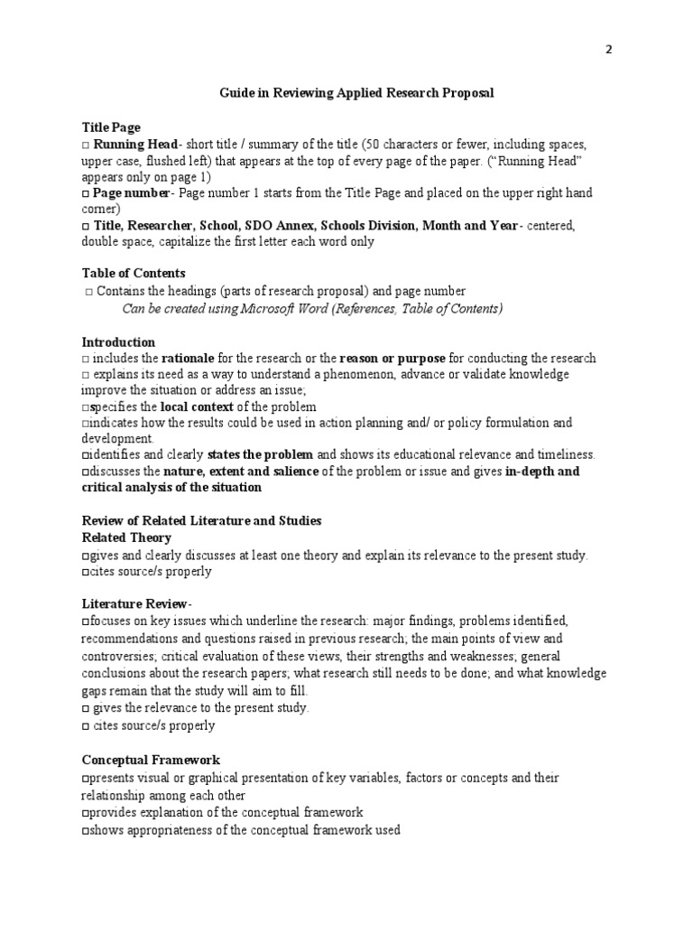 Guide in Reviewing Applied Research Proposal | PDF | Methodology | Data
