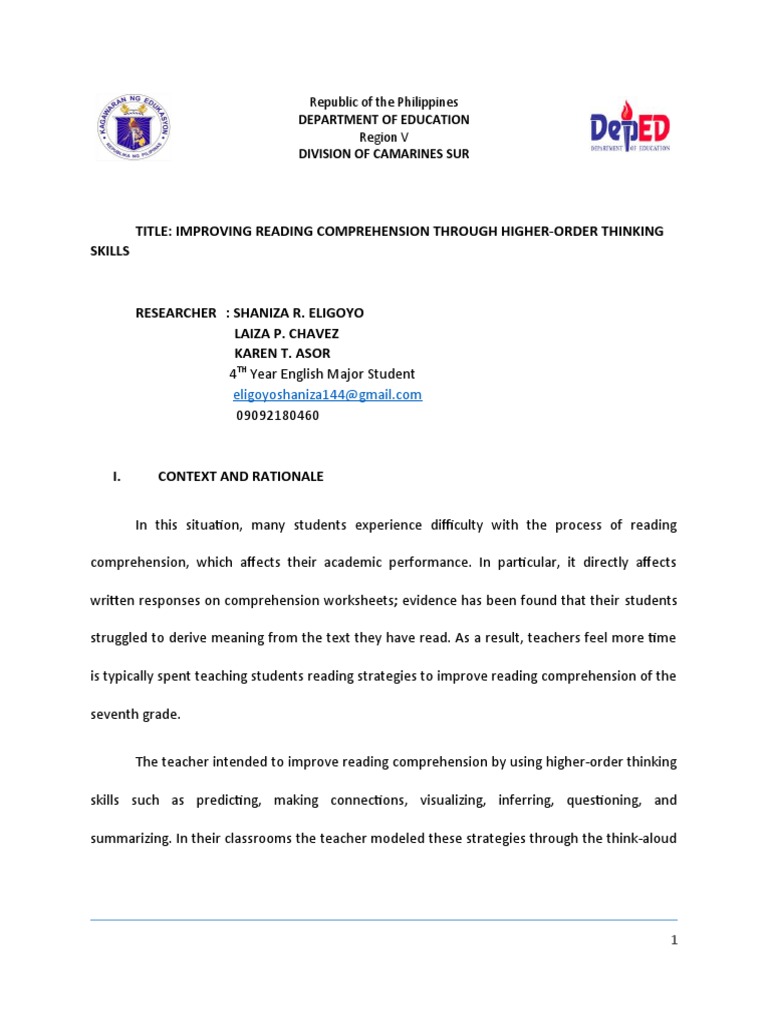 Final Action Research | PDF | Reading Comprehension | Teachers