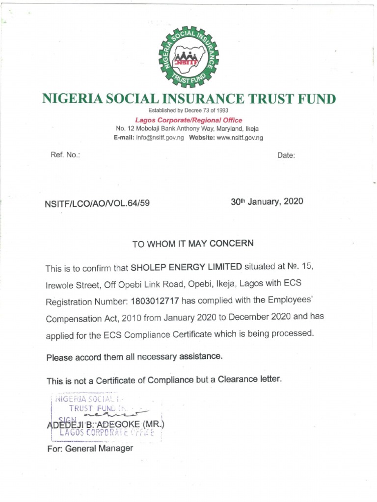 2020 Nsitf Letter | PDF