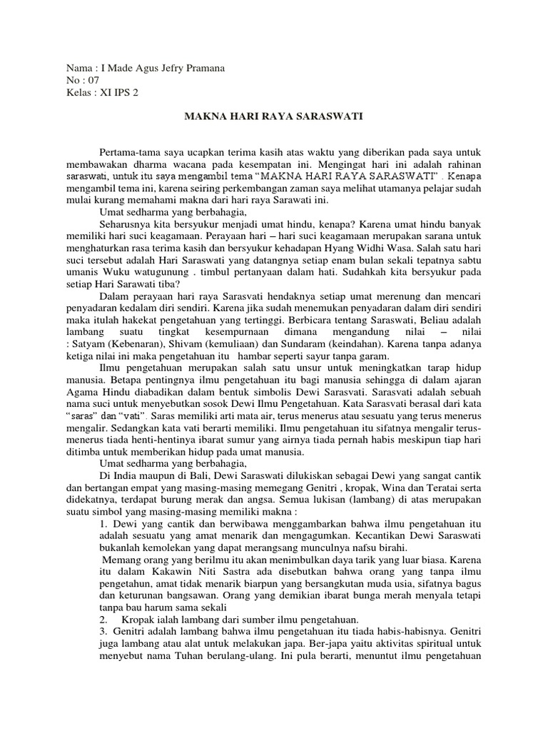 Dharmawacana Saraswati | PDF