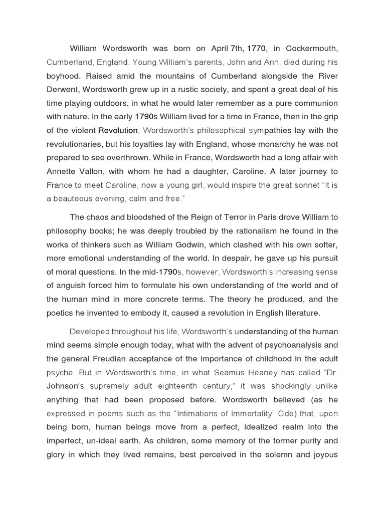 Cu C Đ I C A William Wordsworth | PDF | William Wordsworth | Poetry