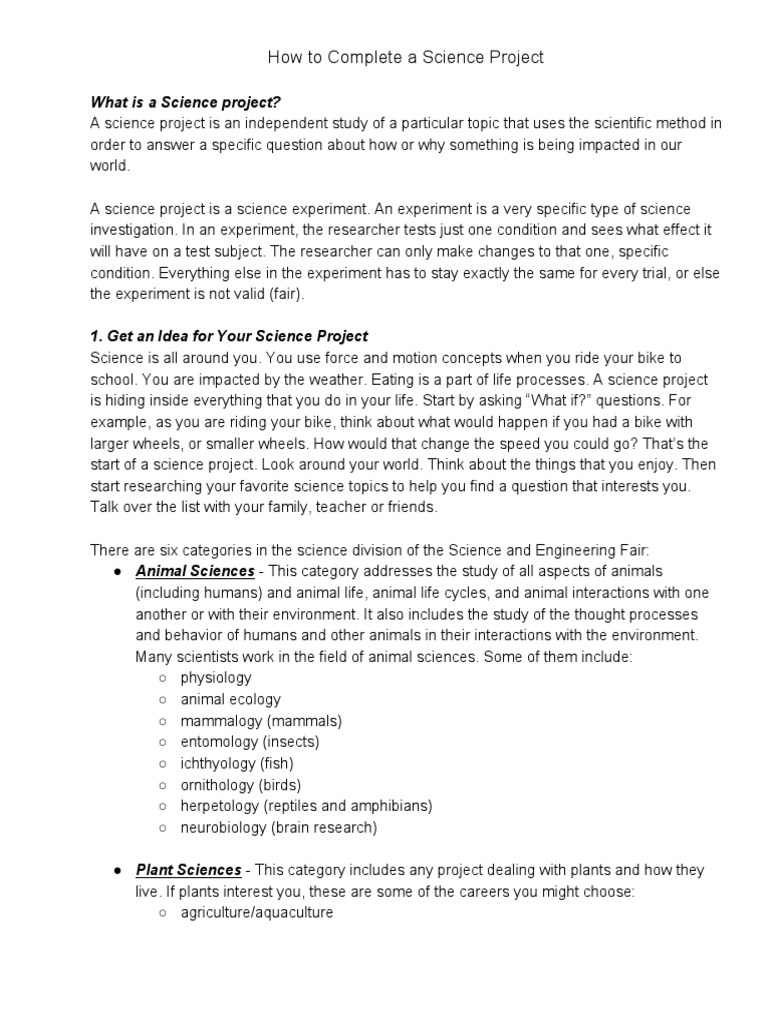 How to Complete a Science Project in 7 Steps | PDF | Experiment ...