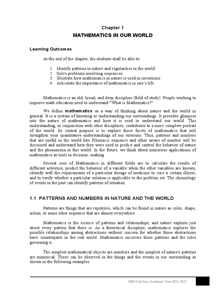 MMW - Chapter 1 | PDF | Pattern | Symmetry