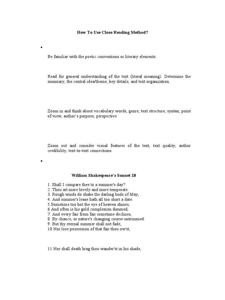 Mastering Close Reading Techniques | PDF | Poetry | Sonnets