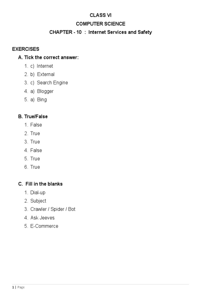 Internet Services for Class VI Students | PDF | Internet | Blog