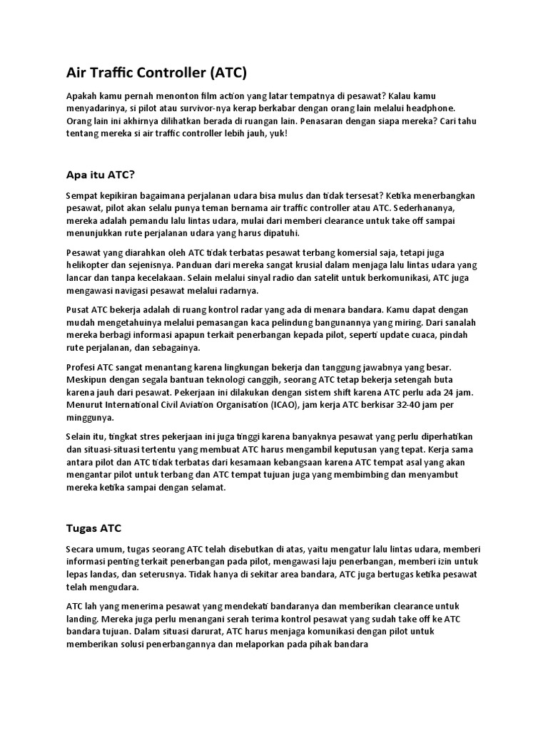 Air Traffic Controller | PDF