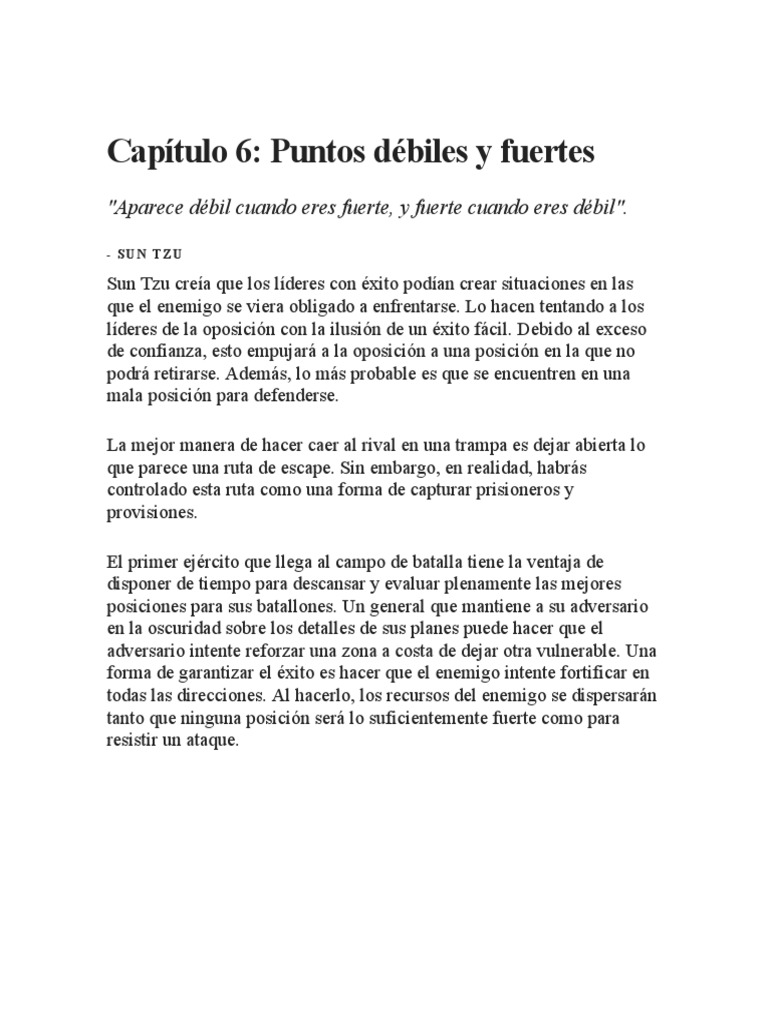 Estrategias de Sun Tzu: Fortalezas y Debilidades | PDF | Historia