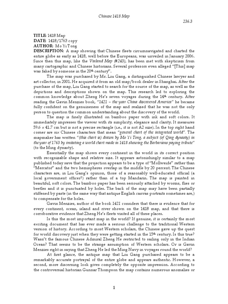 1418 Chinese Map and Info | PDF | Cartography