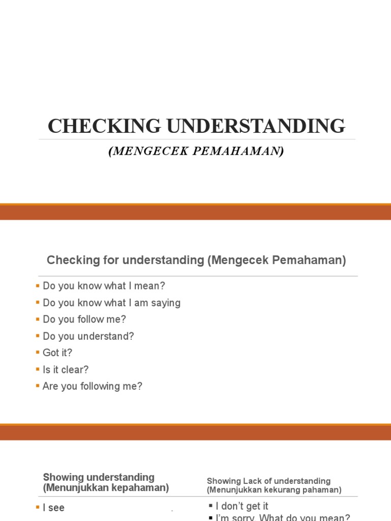 Checking Understanding | PDF | Linguistics