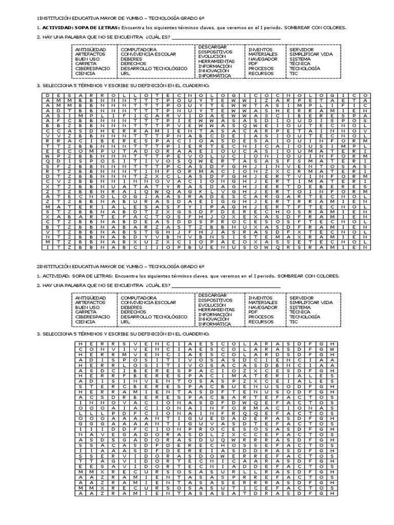 Sopa de Letras: Términos de Tecnología | PDF | Informática | Tecnología de información y ...