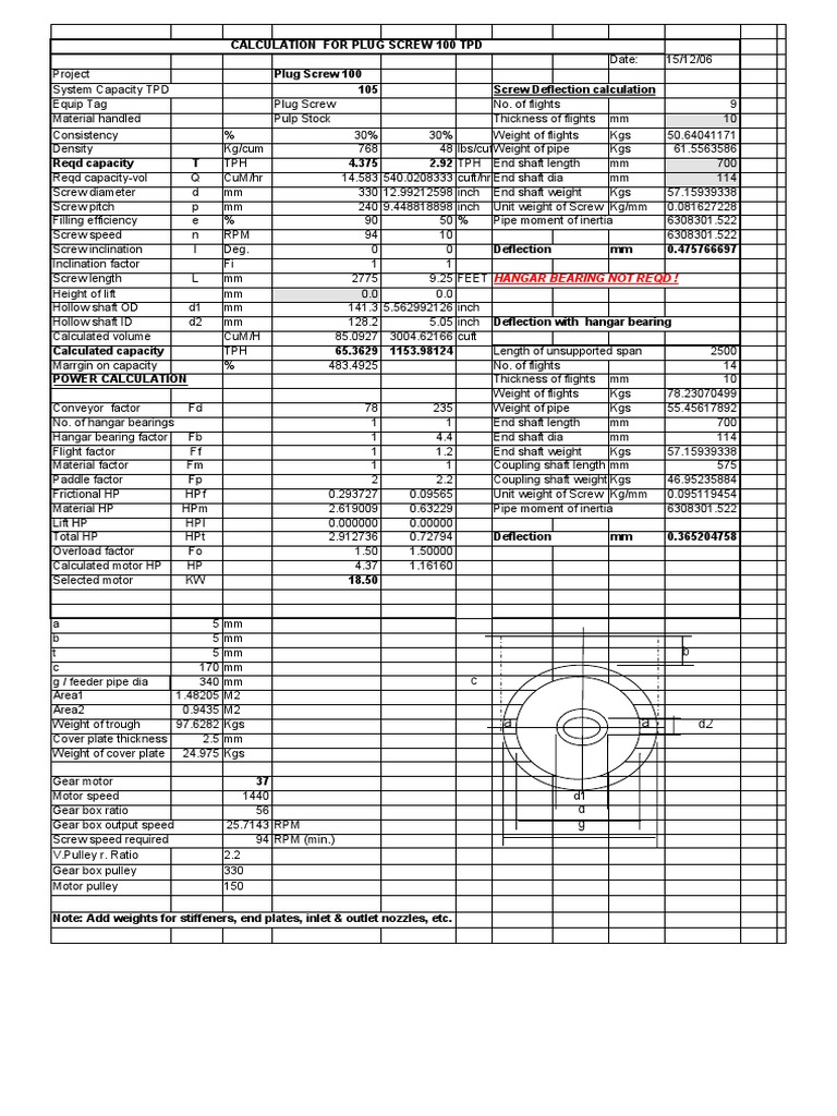 Plug Screw Calc (APS100) 150208 | PDF | Pipe (Fluid Conveyance) | Screw