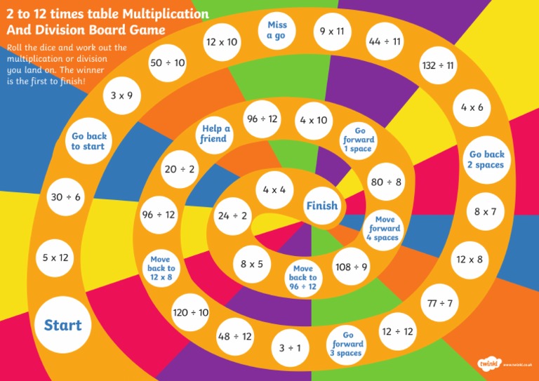 T2 M 1740 2 To 12 Times Table Multiplication and Division Board Game ... T2 M 1740 2 To 12 Times Table Multiplication and Division Board Game ...