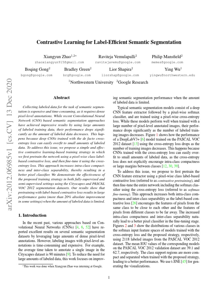 Contrastive Learning For Label Efficient Semantic Pdf Image Segmentation Learning 3248