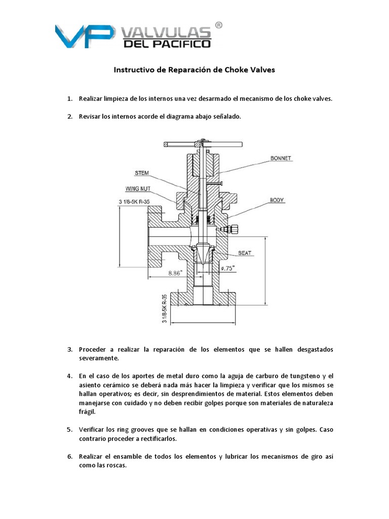 Instrucciones detalladas para la reparación y prueba de válvulas de regulación de flujo (choke ...